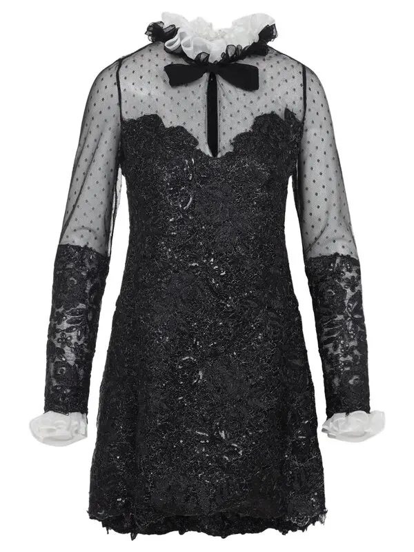 Giambattista Valli Lace And Tulle Mini Dress - Black