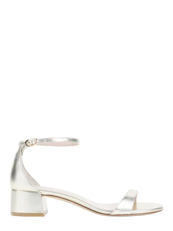 STUART WEITZMAN 35mm Leather Block Heel Sandals - Metallic