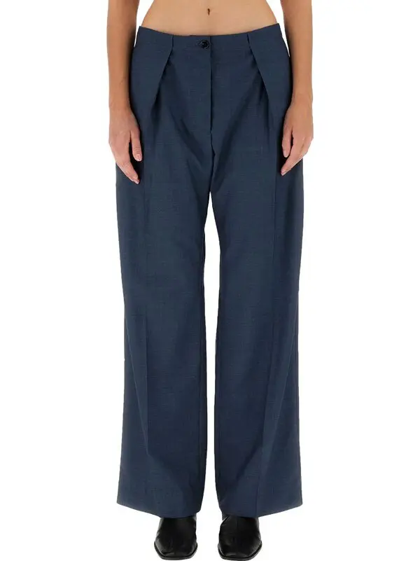 Acne Studios Wool Trousers With Button Closure - Blue