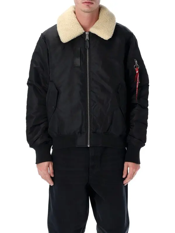 Alpha Industries B-15 Bomber Jacket With Teddy Collar - Black