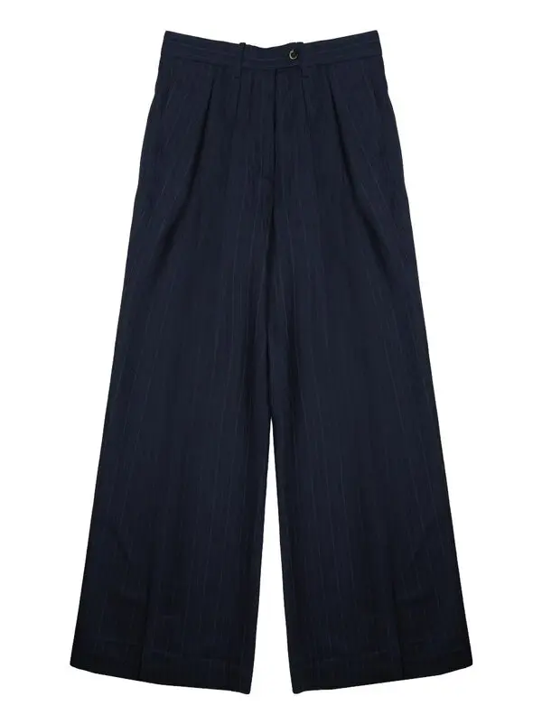 NINE:INTHE:MORNING Tailored Wide Leg Pinstriped Trousers - Blue