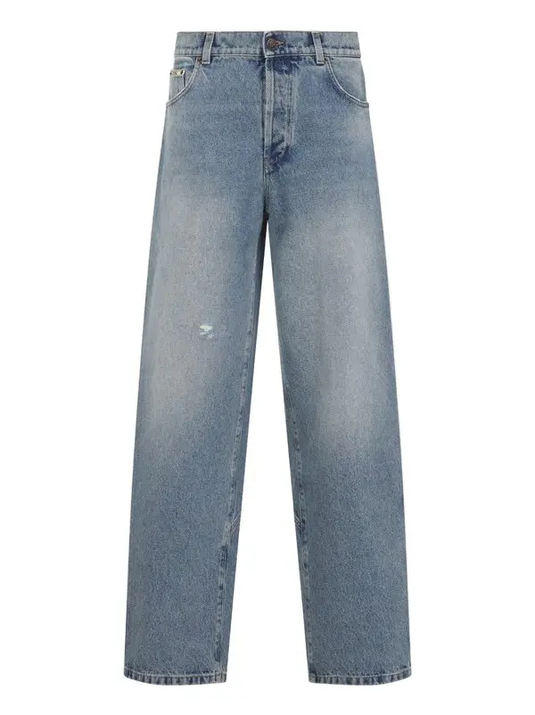 Moschino Distressed Straight-leg Jeans - Blue