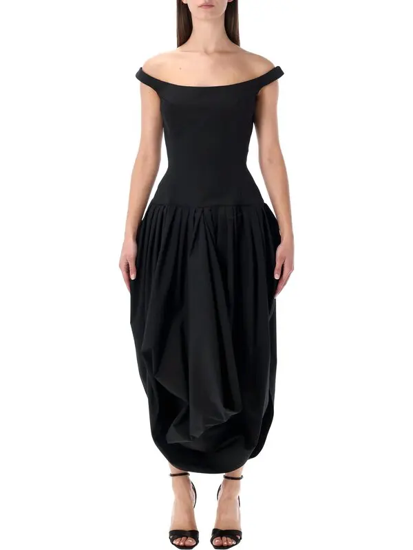 Magda Butrym Off-shoulder Gown With Draped Skirt - Black