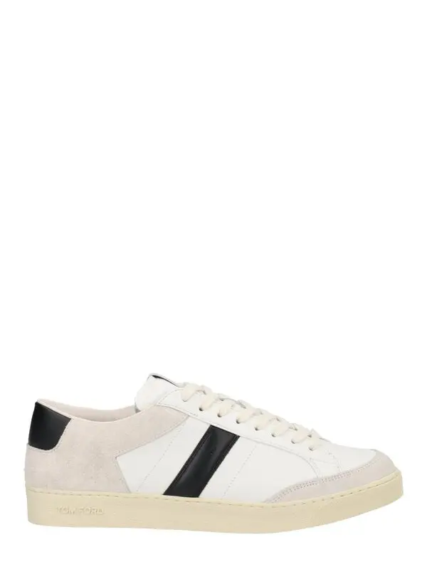 TOM FORD Blake Leather And Suede Sneakers - Beige
