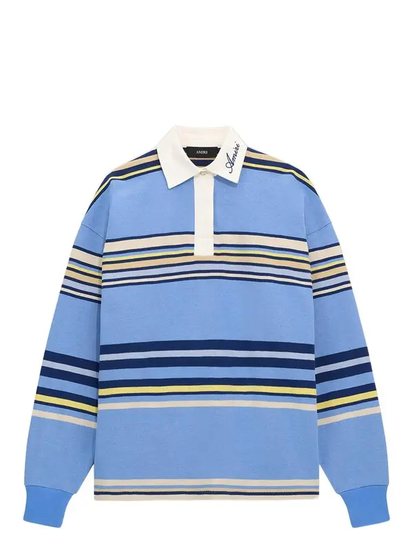 Amiri Oversized Long-sleeved Polo Shirt - Blu