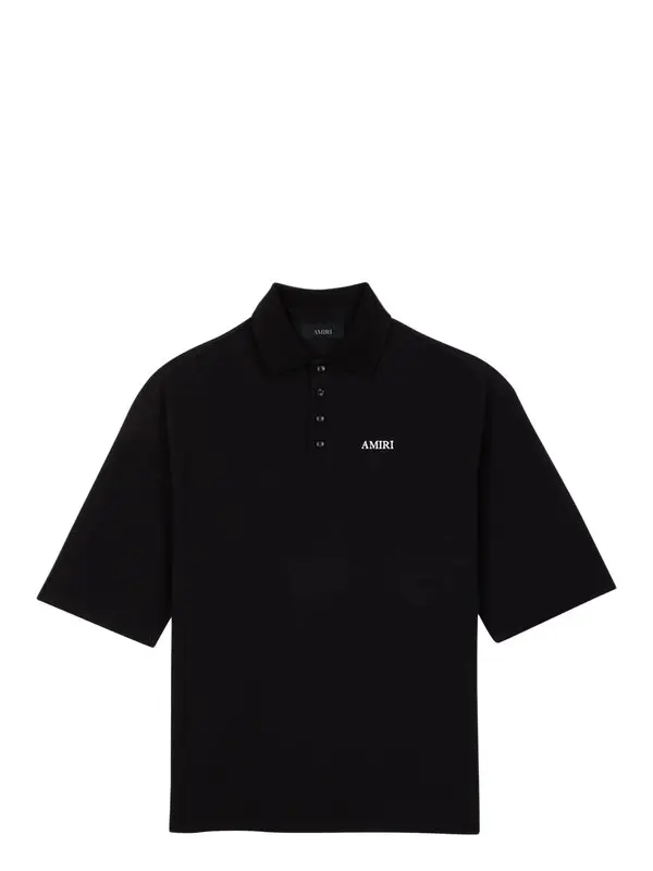 Amiri Oversized Polo Shirt With Embroidered Logo - Nero