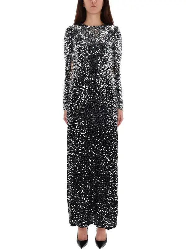 Rabanne Sequin Ombre Effect Long Dress - Black