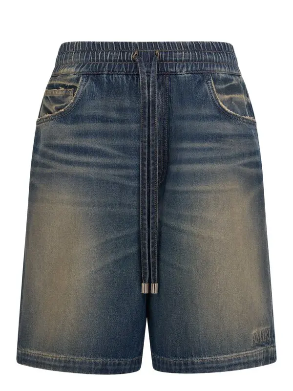 Amiri Relaxed Fit Drawstring Shorts With Embroidered Logo - Grigio