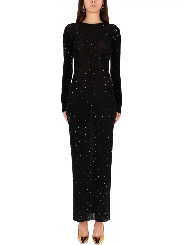Rabanne Embellished Long Sleeve Maxi Dress - Black