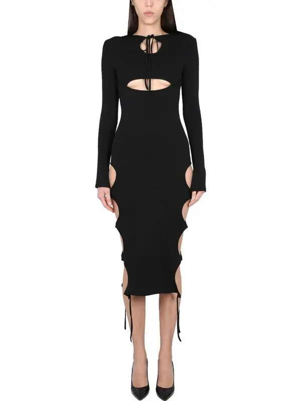 ANDREĀDAMO Cut-out Detail Knitted Midi Dress - Black