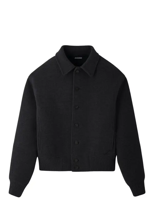 Jacquemus 100% Virgin Wool Felt Bomber Jacket - Black