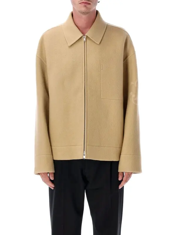 JIL SANDER Wool Zip-up Jacket - Cereal