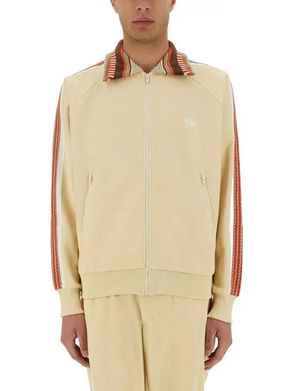 SASQUATCHFABRIX Track Jacket With Striped Collar And Sleeves - Beige
