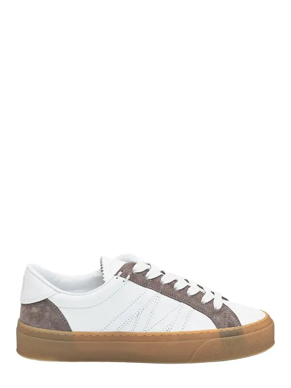 Moncler Premium Leather Lace-up Sneakers - Bianco