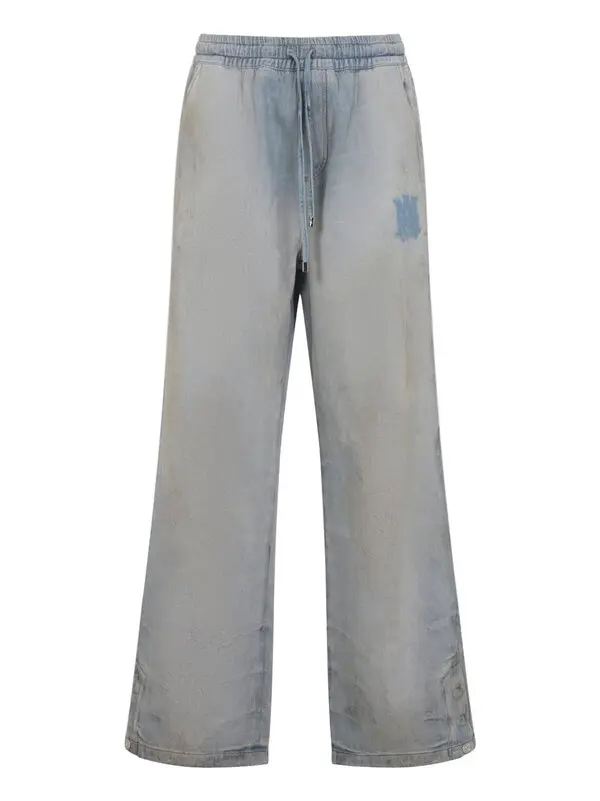 Amiri Drawstring Appliqué Wide-leg Jeans - Blue