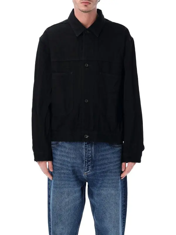 Studio Nicholson Oversized Button-front Jacket With Classic Collar - Black
