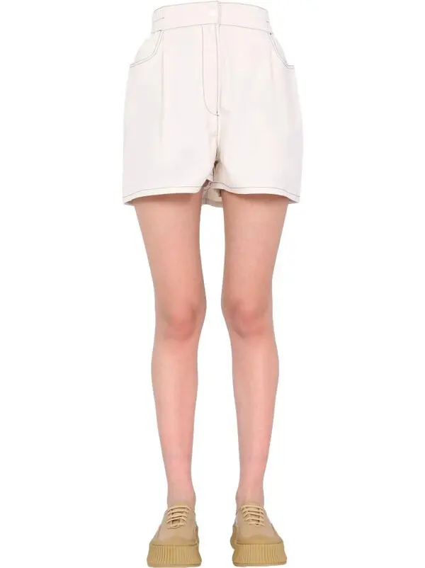 SUNNEI X ELEONORA BONUCCI Logo Patch Shorts - Beige