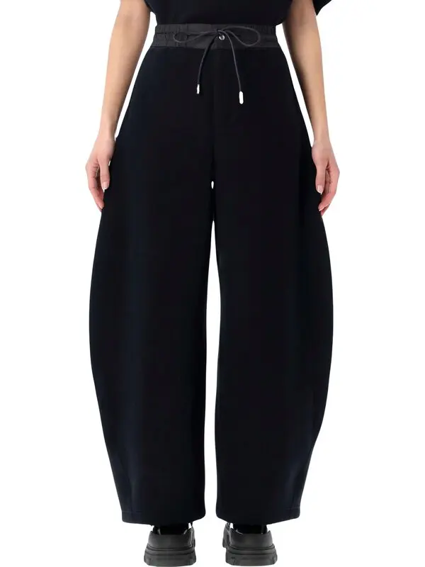 Sacai Layered Canvas And Chiffon T-shirt - Black