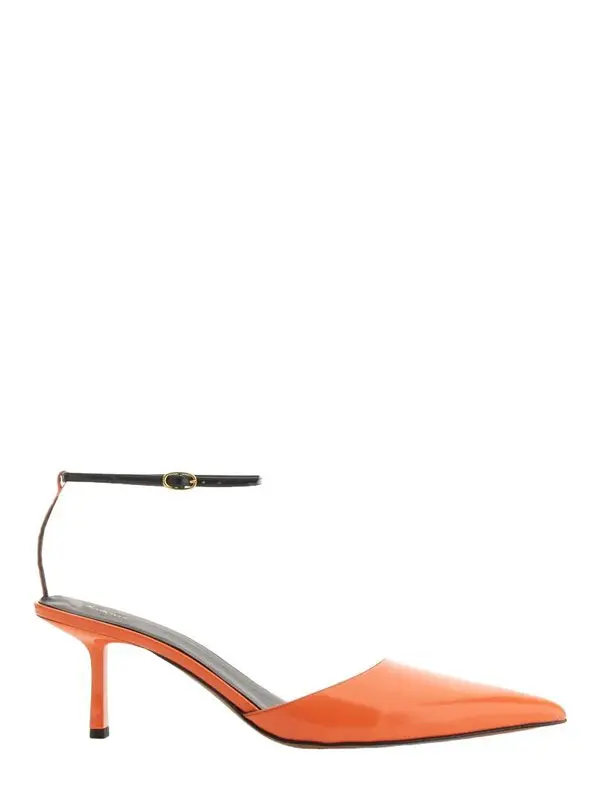 NEOUS Leather Heeled Pumps With Ankle Strap - Orange