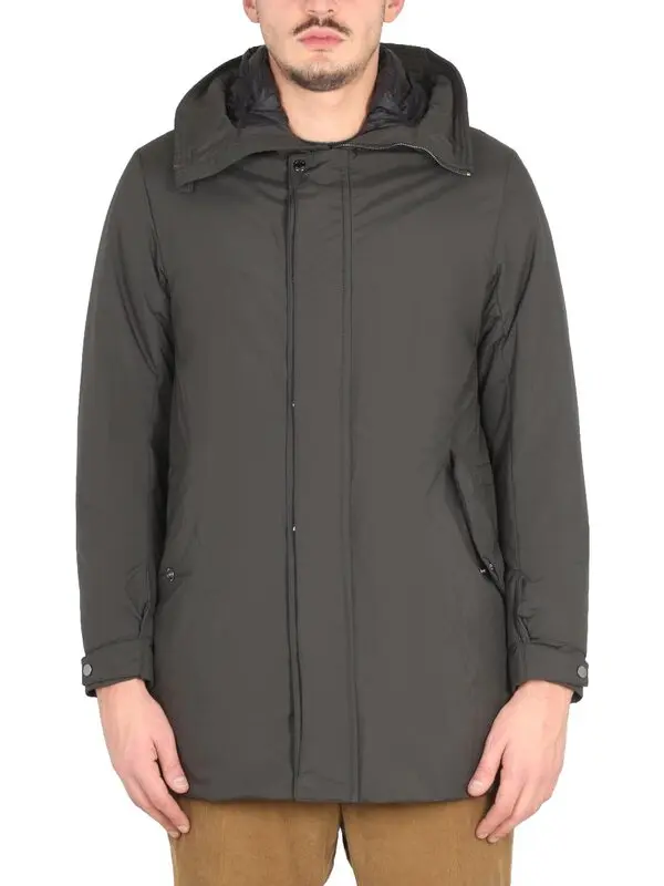 MOORER High Neck Hooded Jacket - Grey
