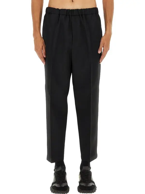JIL SANDER Wool Gabardine Tapered Trousers - Black