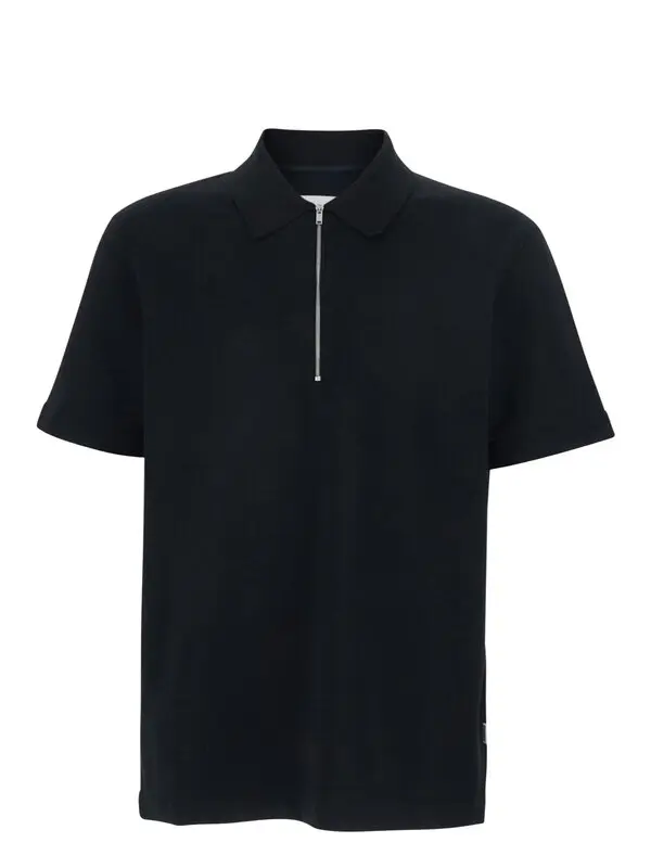 JIL SANDER Zip-front Short-sleeve Polo Shirt - Black