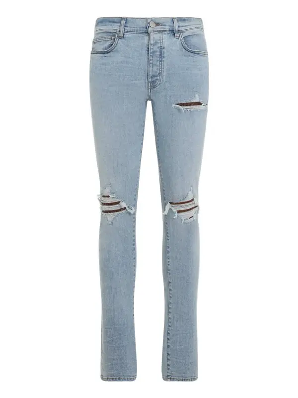 Amiri Croc Mx1 Ripped Design Jeans - Blue