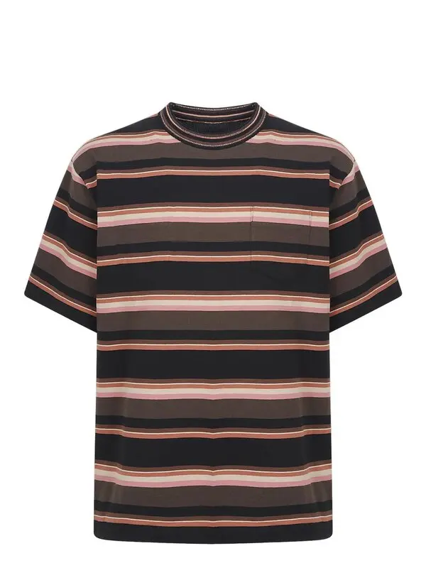 Sacai Horizontal Stripe T-shirt - Khaki/pink