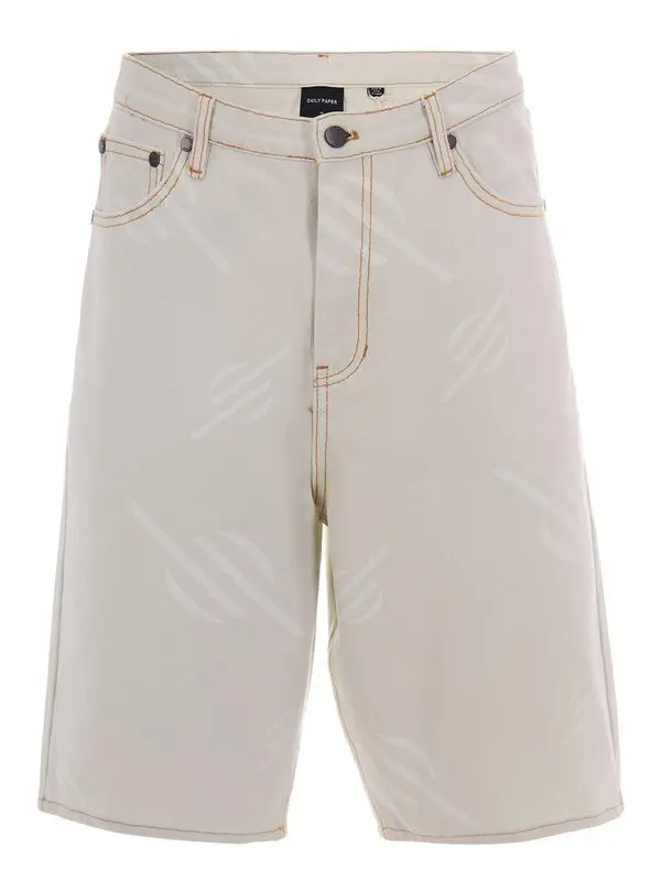 DAILY PAPER UOMO Printed Denim Shorts - Foggy Dew