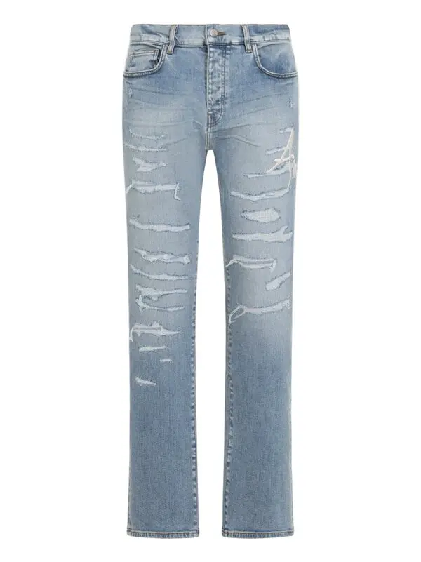Amiri Distressed Signature Jeans - Blue