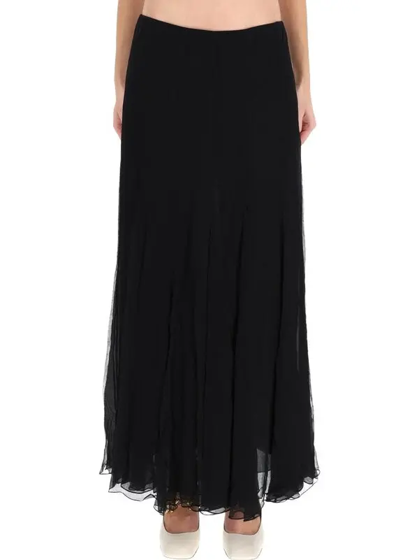 Chloé Fluid Maxi Skirt In Silk Mousseline - Black