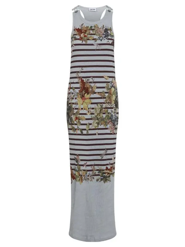JEAN PAUL GAULTIER Striped Maxi Dress With Floral Print - Multicolour