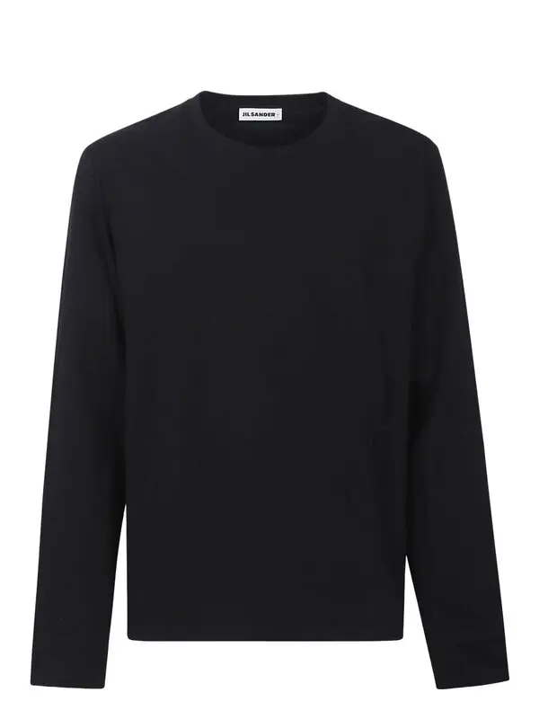 JIL SANDER Striped Long Sleeve Cotton T-shirt - Black