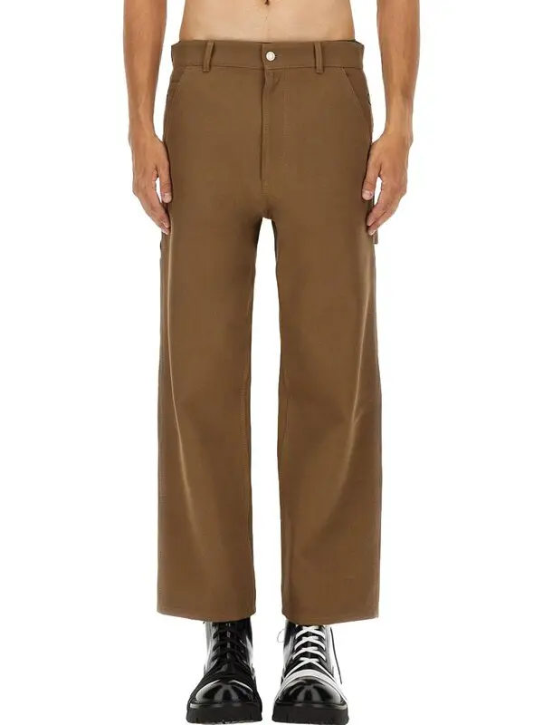 Moschino Double Cotton Tricotine Pants - Brown