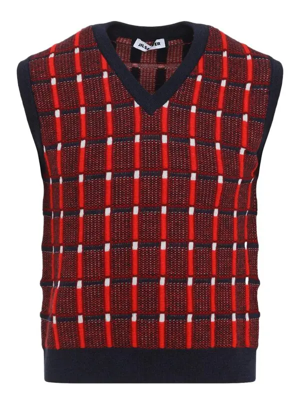 JIL SANDER Sleeveless Knit Vest - Red