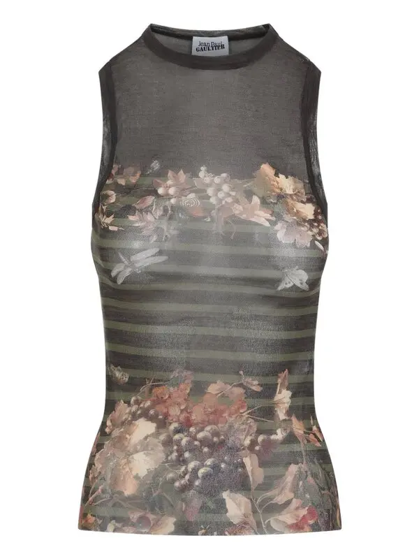 JEAN PAUL GAULTIER Mesh Floral Print Tank Top - Multicolour
