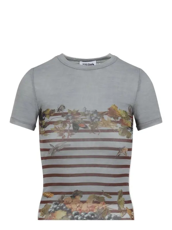 JEAN PAUL GAULTIER Striped Floral-print T-shirt - Multicolour