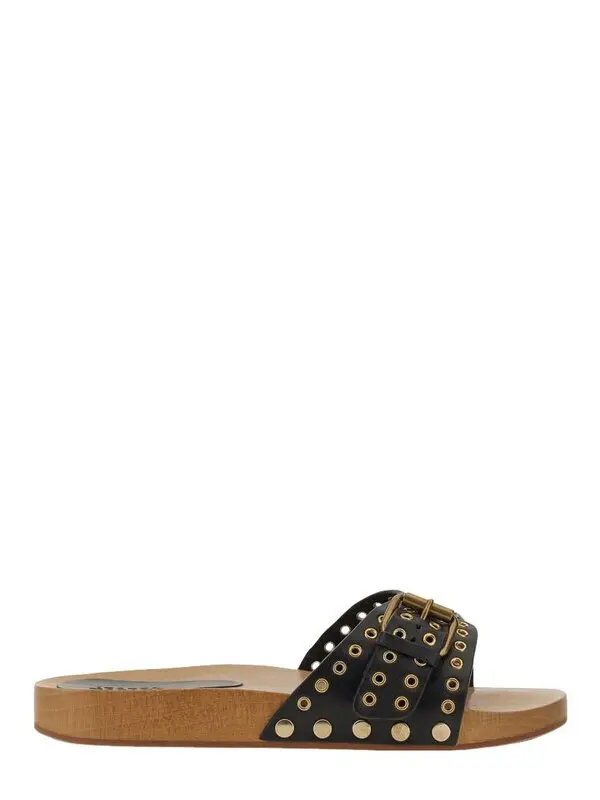 Isabel Marant Étoile Buckled Smooth Cowhide Clogs - Black