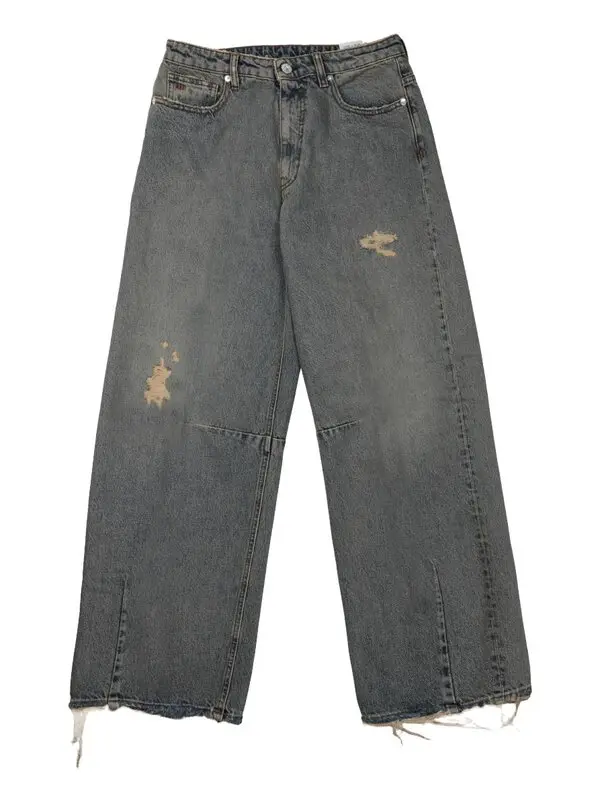NINE:INTHE:MORNING Distressed Wide Leg Trousers - Denim