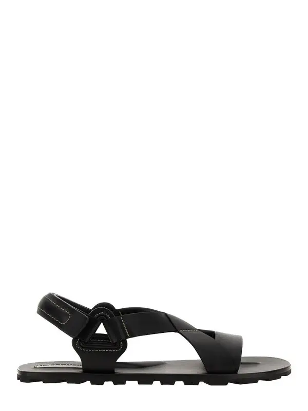 JIL SANDER Low Leather Sandals - Black