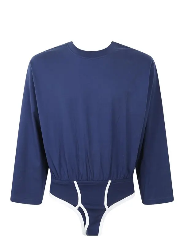 JEAN PAUL GAULTIER Long Sleeve Twisted Bodysuit - Navy