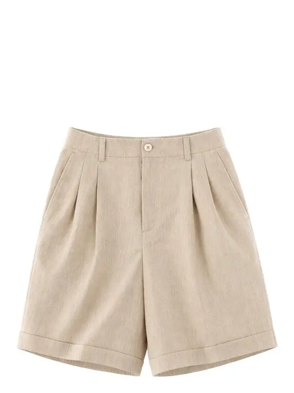 Jacquemus Pleated Cotton Shorts - Beige