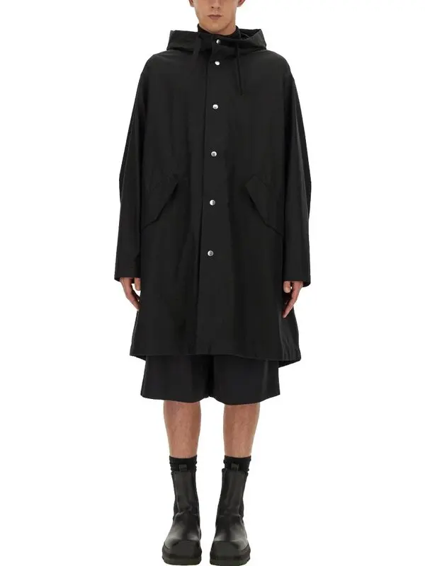 JIL SANDER Logo Detail Parka Coat - Black