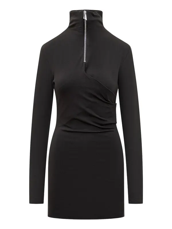 Attico Long Sleeve Zip-up Dress - Black
