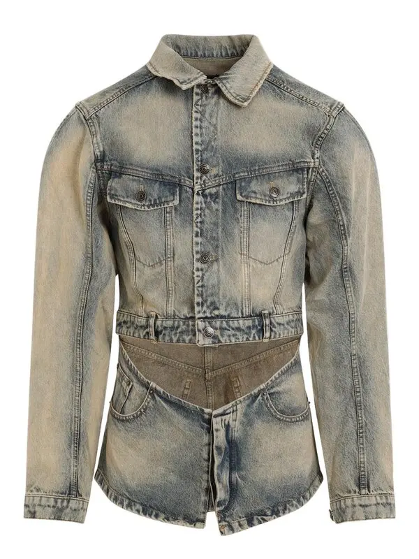 EGONLAB Mini Cutout Denim Jacket - Nude & Neutrals