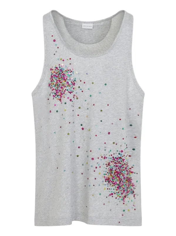 Dries Van Noten Hulo Cotton Tank Top - Grey