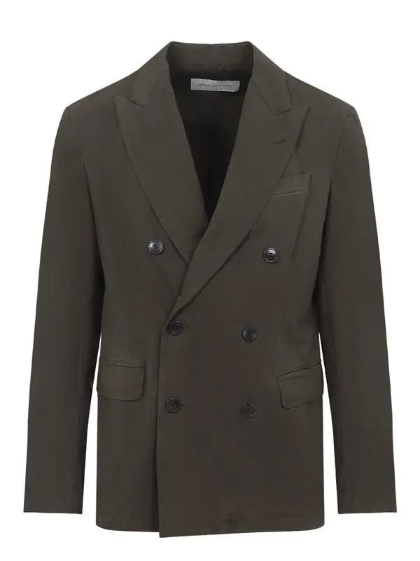 Dries Van Noten Double-breasted Cotton Blend Jacket - Green