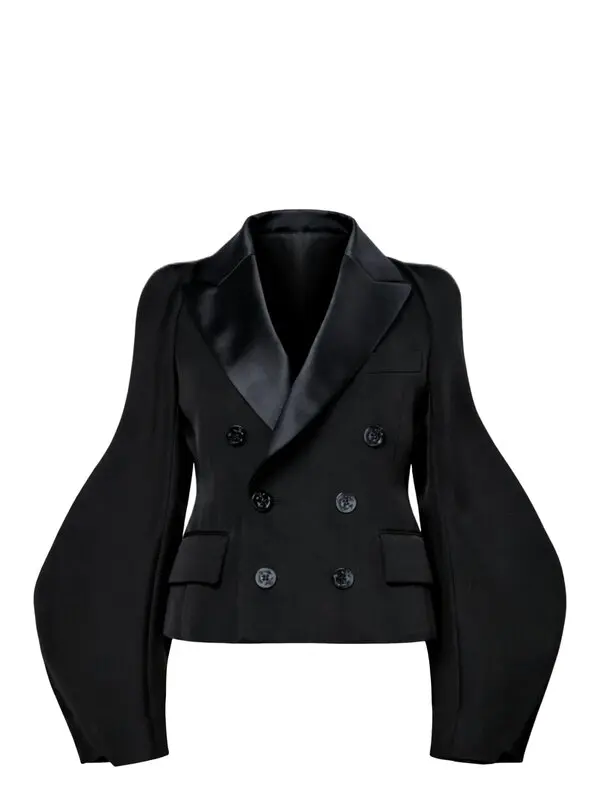 Sacai Double-breasted Jacket With Voluminous Sleeves - Black