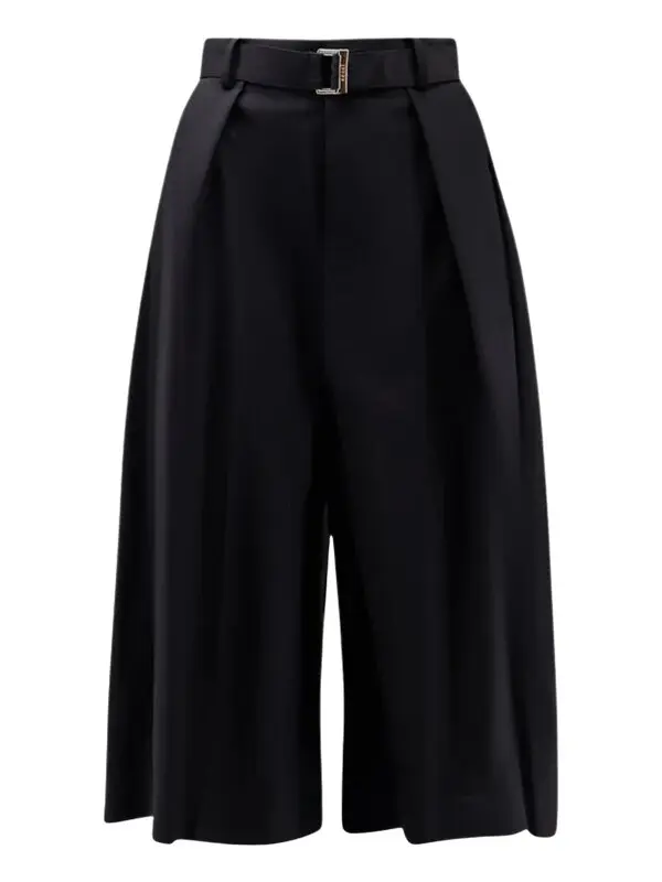 Sacai Wool Blend Bermuda Shorts With Belt - Black