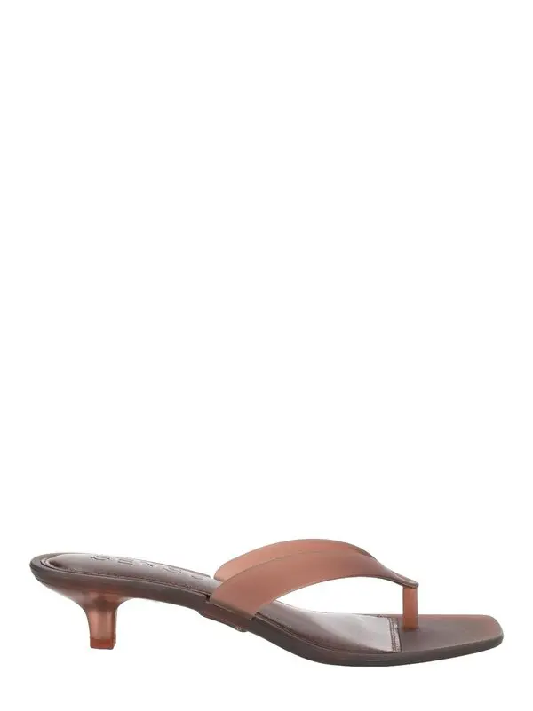 Senso Square Toe Kitten Heel Thong Sandals - Brown